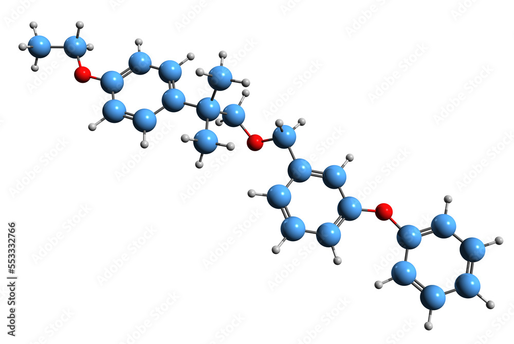 3D image of Etofenprox skeletal formula - molecular chemical structure ...