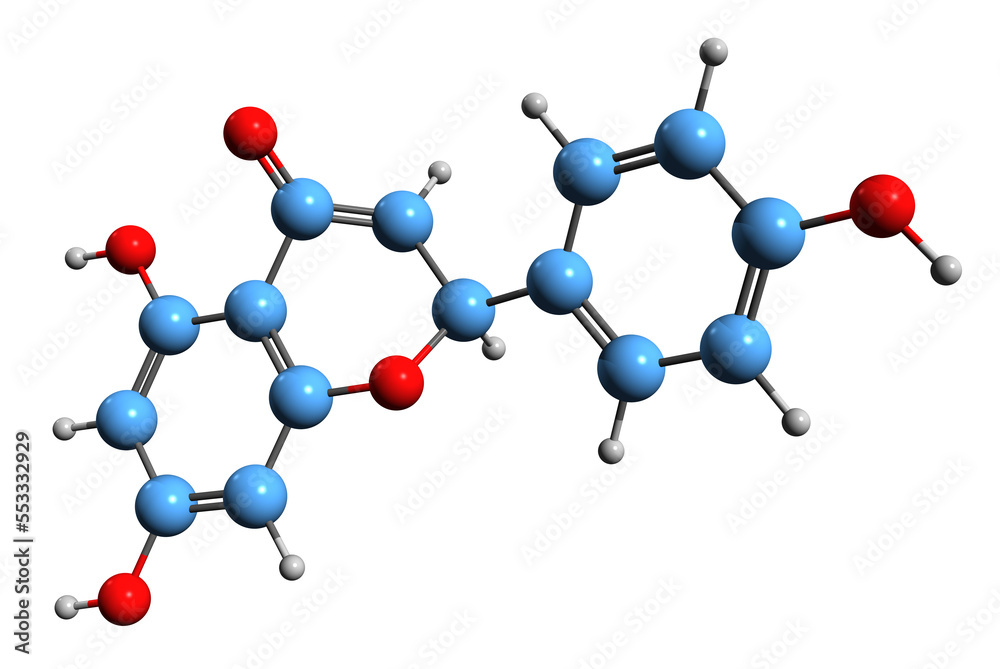 3D image of Naringenin skeletal formula - molecular chemical structure ...