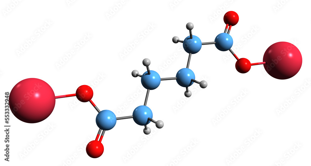 3D image of Sodium adipate skeletal formula - molecular chemical ...