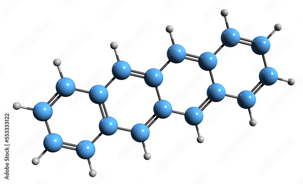 3D image of Tetracene skeletal formula - molecular chemical structure ...