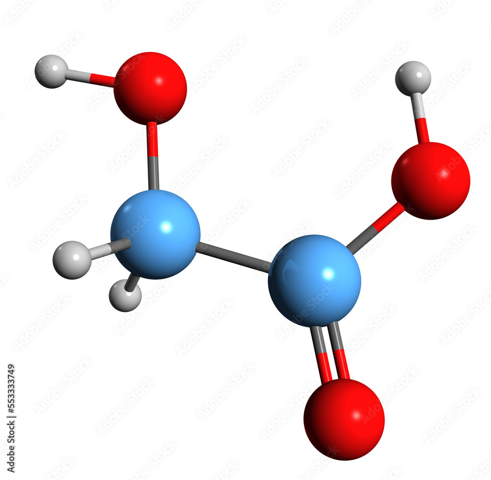 3D image of Glycolic acid skeletal formula - molecular chemical ...