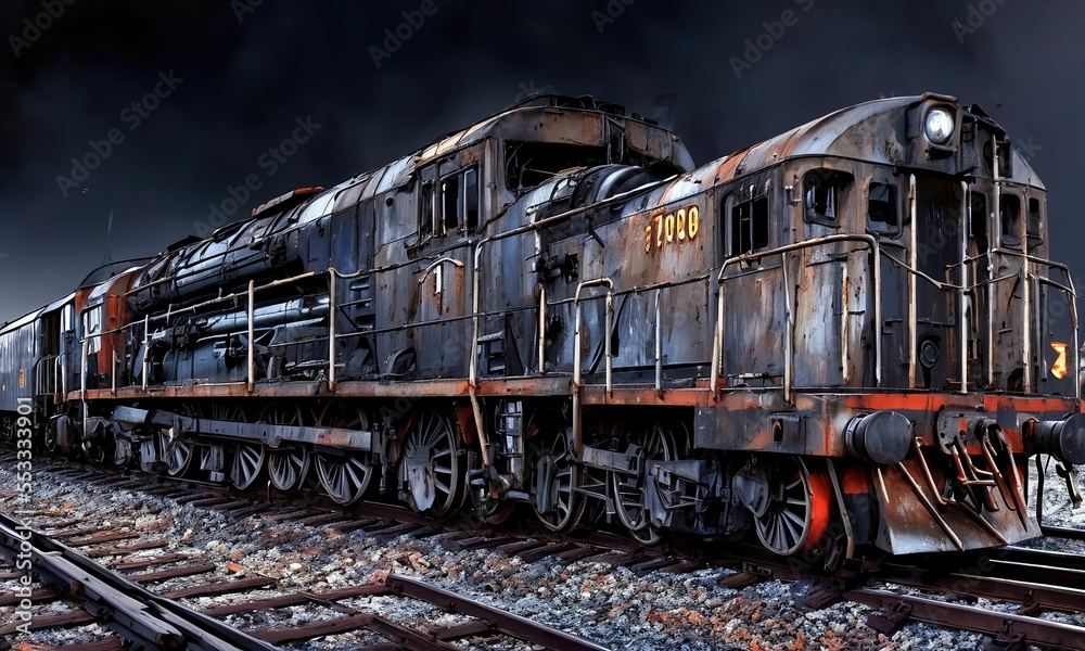 Train sci-fi fantasy illustration conceptual dystopian style scene ...