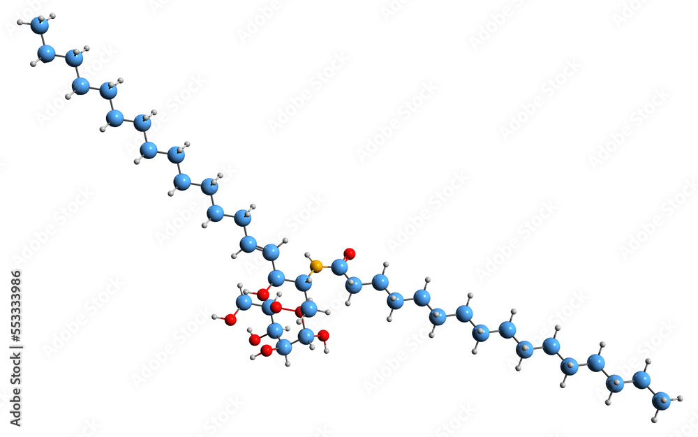 3D image of palmitoyl-galactocerebroside skeletal formula - molecular ...