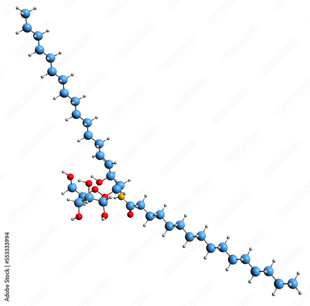 3D image of palmitoyl-glucocerebroside skeletal formula - molecular ...