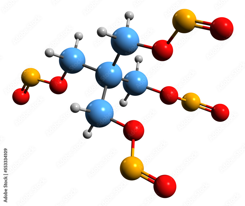 3D image of Pentaerythritol tetranitrate skeletal formula - molecular ...