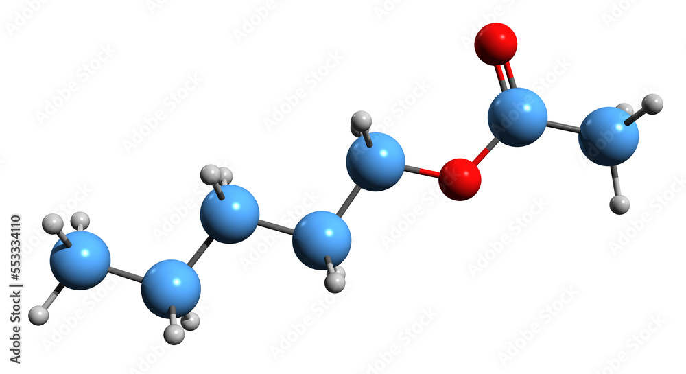 3D image of Amyl acetate skeletal formula - molecular chemical ...