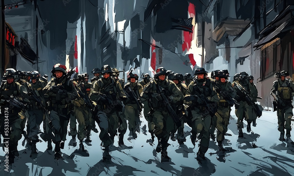 Police sci-fi fantasy illustration conceptual dystopian style scene ...