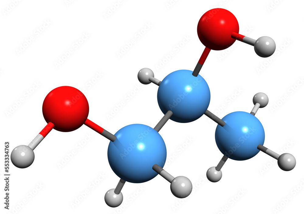 ภาพประกอบสต็อก 3D image of Propylene glycol skeletal formula ...
