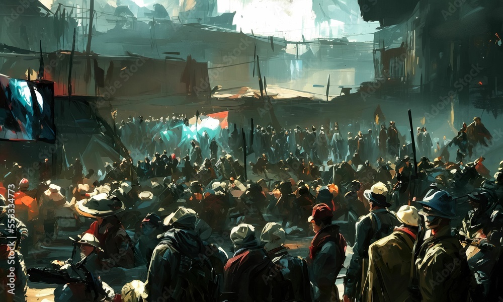 sci-fi fantasy illustration conceptual dystopian style scene futuristic ...