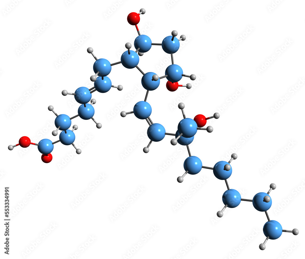 3D image of Prostaglandin F2 skeletal formula - molecular chemical ...