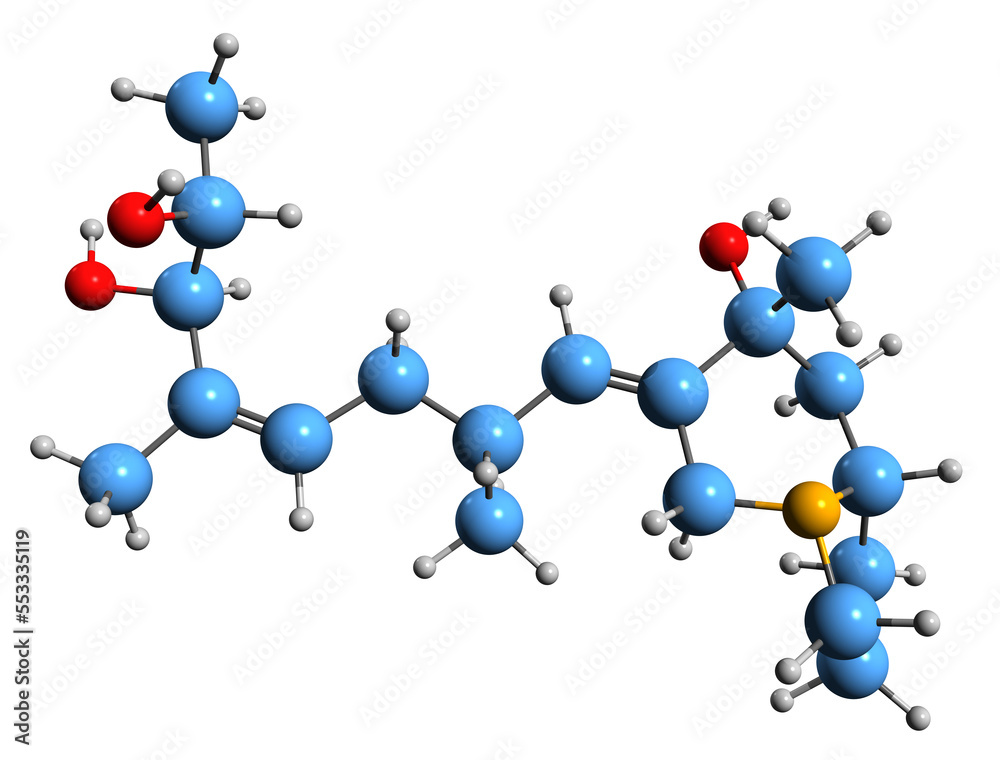 3D image of Pumiliotoxin skeletal formula - molecular chemical ...