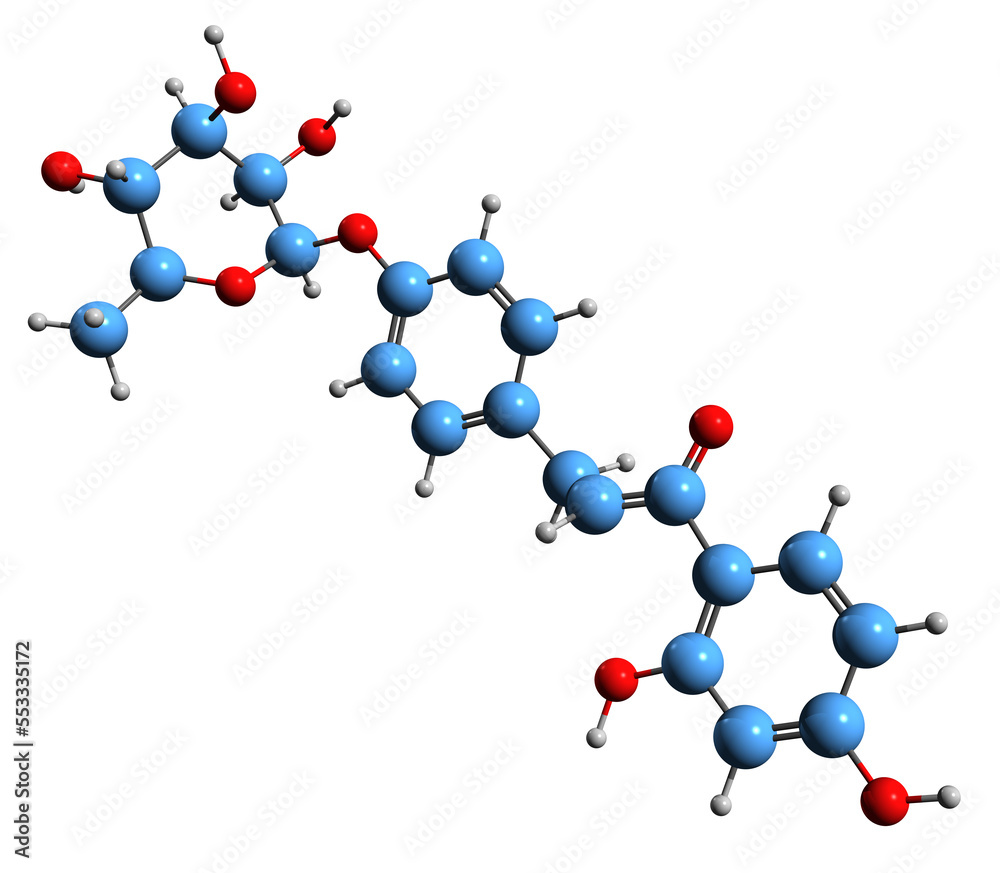 3D image of rhamnoisoliquiritin skeletal formula - molecular chemical ...