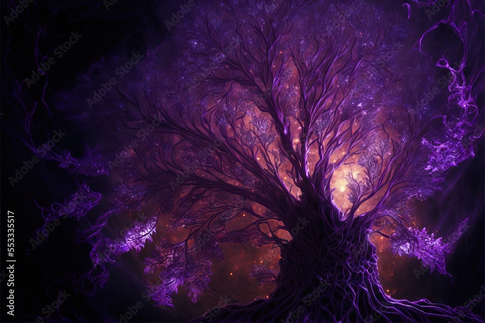 Purple Magical and Ethereal Tree, Reflecting and remembering the ...