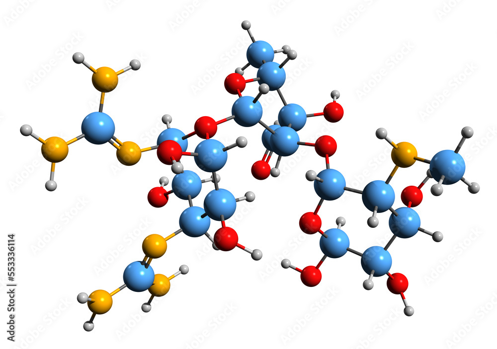 3D image of Streptomycin skeletal formula - molecular chemical ...