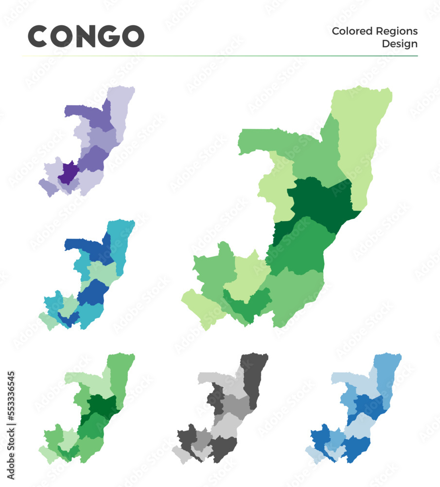 Congo map collection. Borders of Congo for your infographic. Colored ...