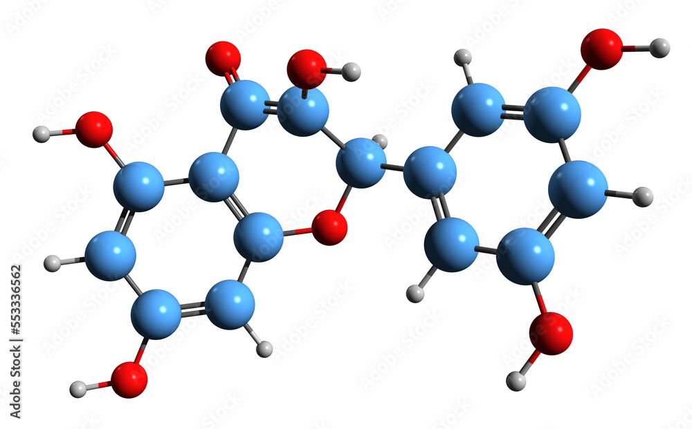 3D image of Taxifolin skeletal formula - molecular chemical structure ...