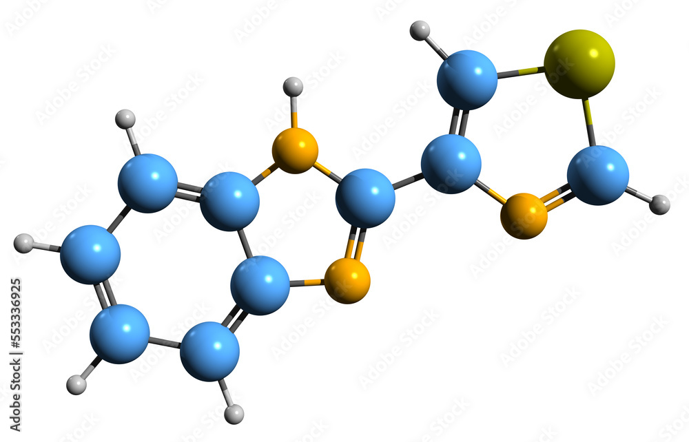 3D image of Tiabendazole skeletal formula - molecular chemical ...