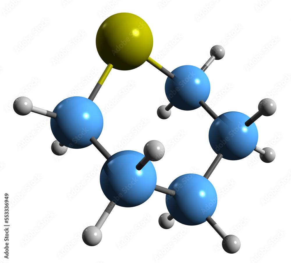 3D image of Thiane skeletal formula - molecular chemical structure of ...