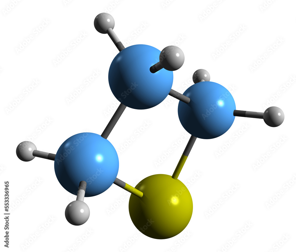 3D image of Thietane skeletal formula - molecular chemical structure of ...