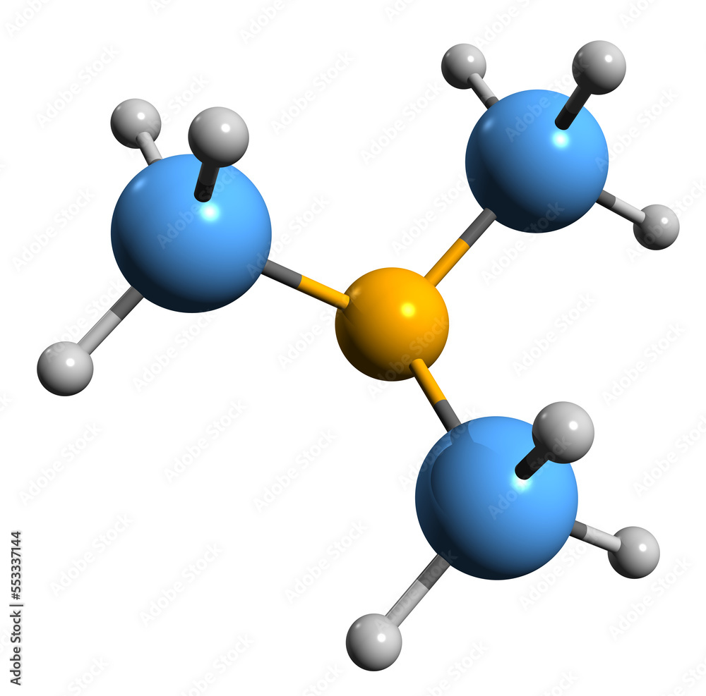 3D image of Trimethylamine skeletal formula - molecular chemical ...