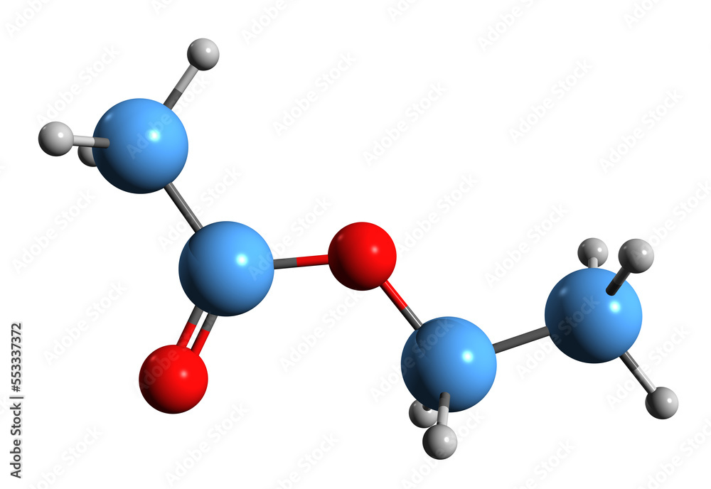 3d Image Of Ethyl Acetate Skeletal Formula Molecular Chemical Structure Of Ethyl Ethanoate