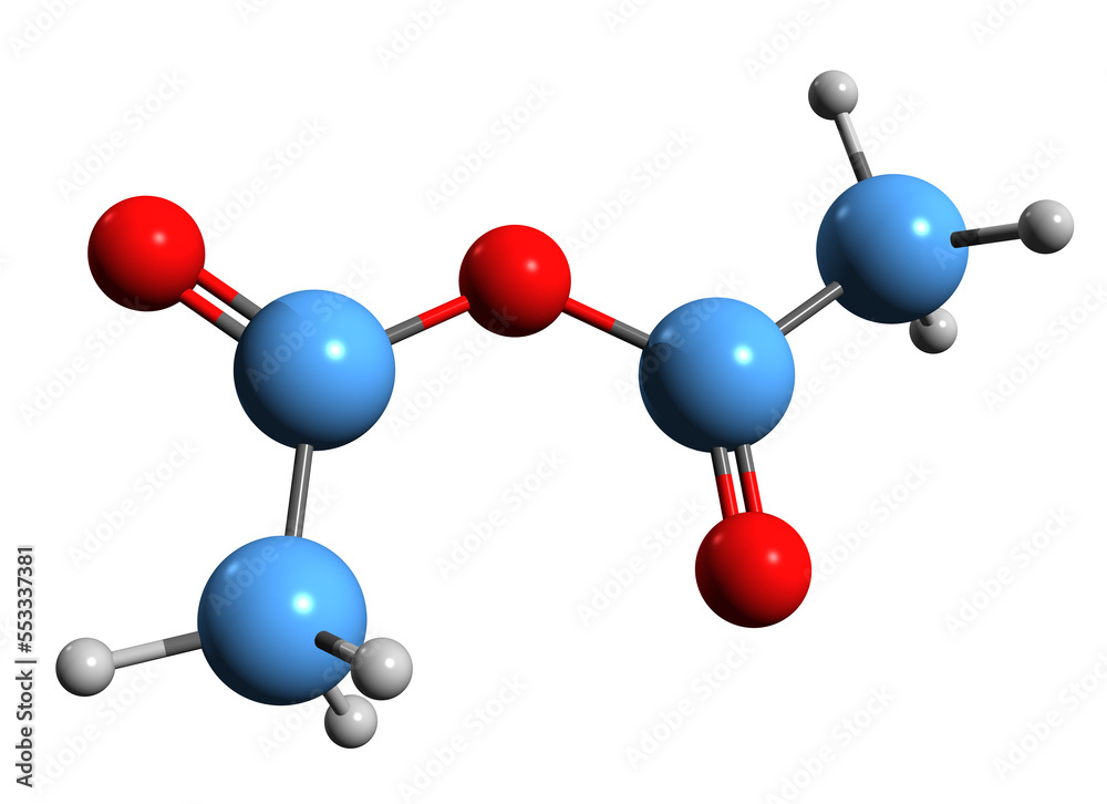 3D image of Acetic anhydride skeletal formula - molecular chemical ...