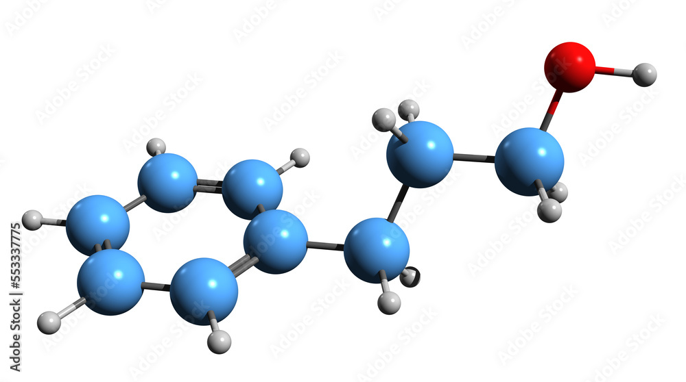 3D image of Benzenepropanol skeletal formula - molecular chemical ...