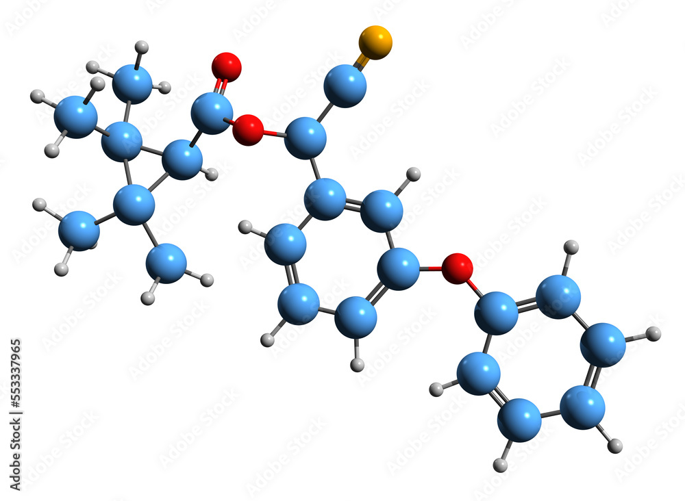 3D image of Fenpropathrin skeletal formula - molecular chemical ...