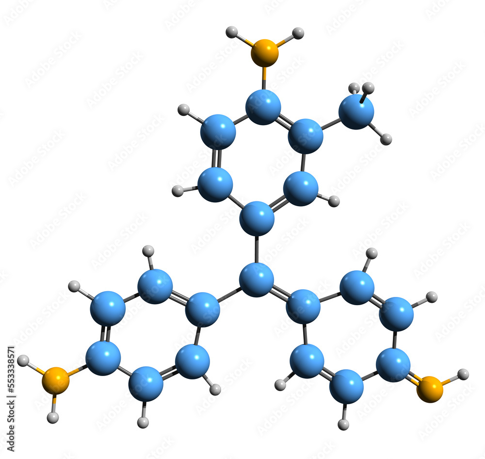 3D image of Fuchsine skeletal formula - molecular chemical structure of ...