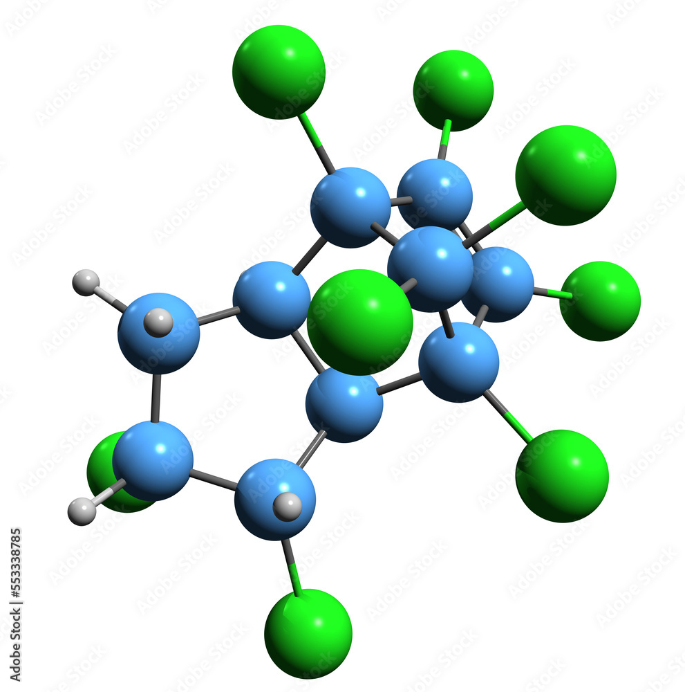 3D image of Chlordane skeletal formula - molecular chemical structure ...