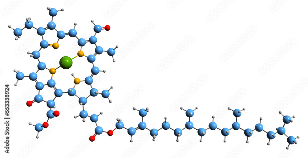 3D image of Chlorophyll d skeletal formula - molecular chemical ...
