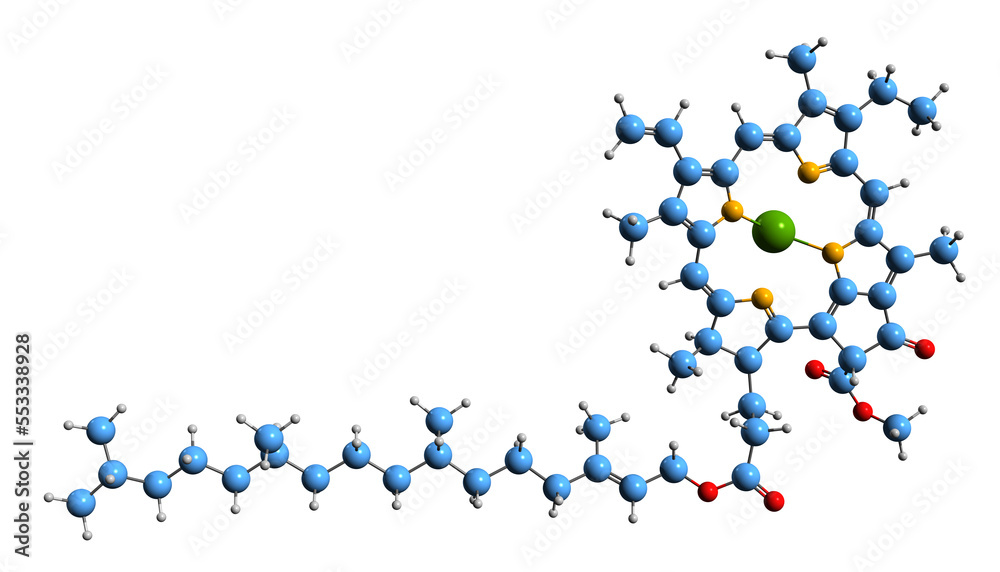 3D image of Chlorophyll а skeletal formula - molecular chemical ...