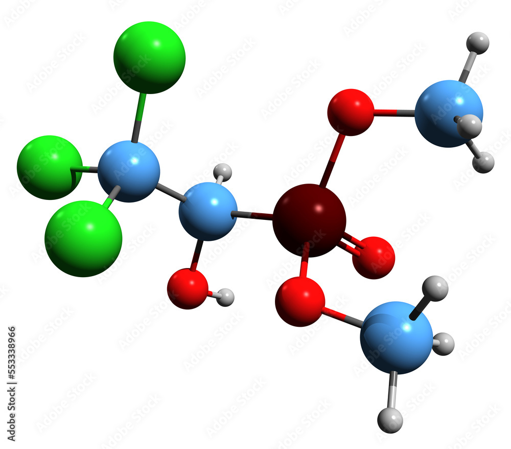 3D image of Metrifonate skeletal formula - molecular chemical structure ...