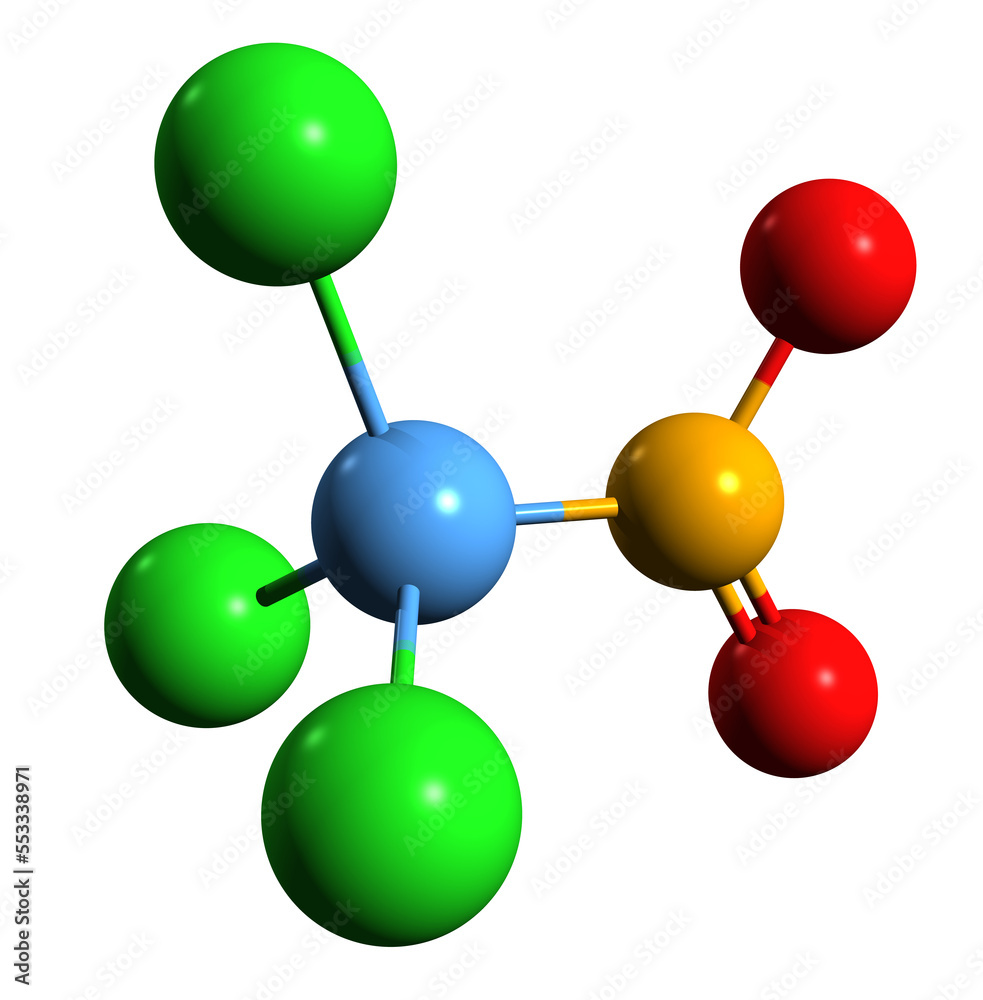 3D image of Chloropicrin skeletal formula - molecular chemical ...