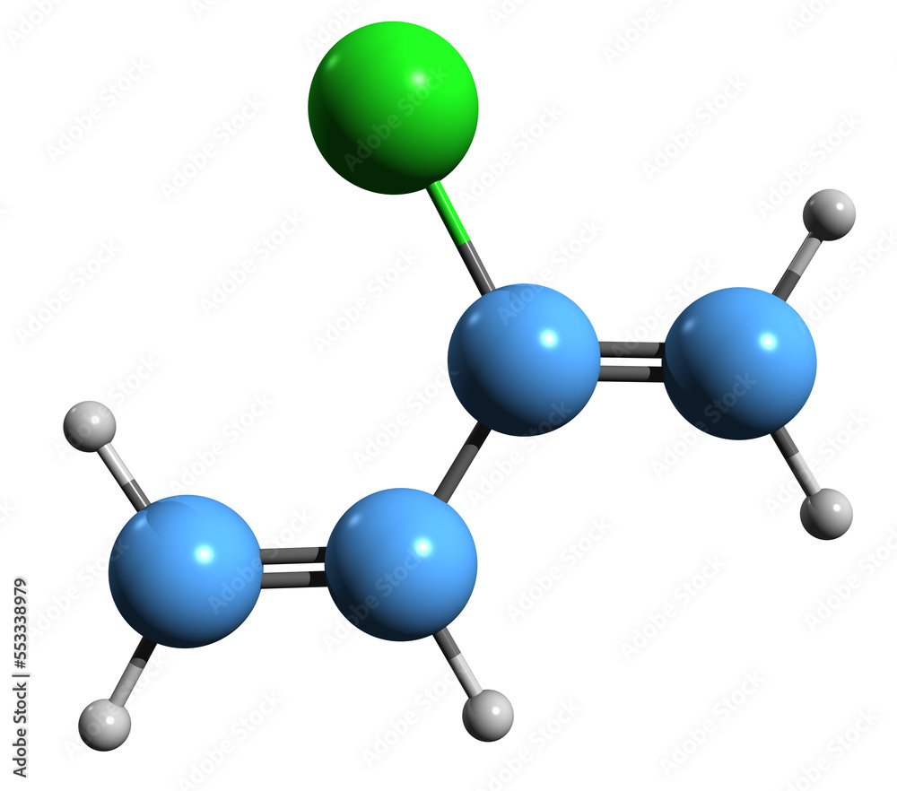 3D image of Chloroprene skeletal formula - molecular chemical structure ...