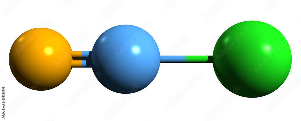 3D image of Cyanogen chloride skeletal formula - molecular chemical ...