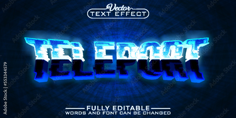 Futuristic Teleport Vector Editable Text Effect Template Stock Vector ...