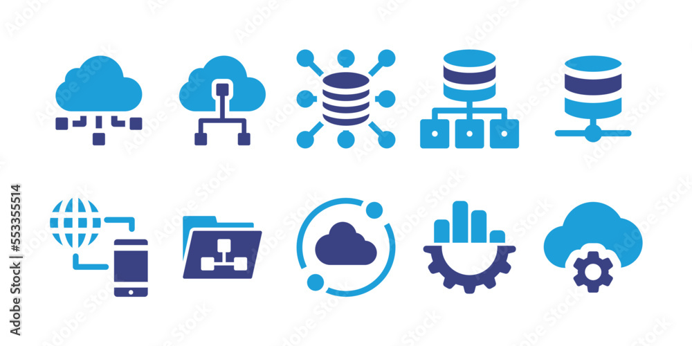 Big data icon set. Vector illustration. Containing cloud computing, big ...