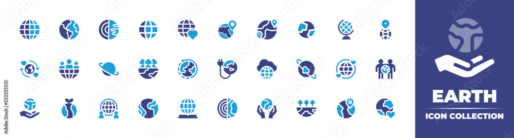 Earth icon collection. Vector illustration. Containing earth, worldwide ...