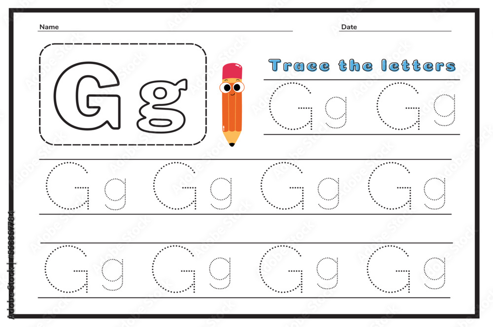 Writing practice of letters G. Coloring book. Education for children ...