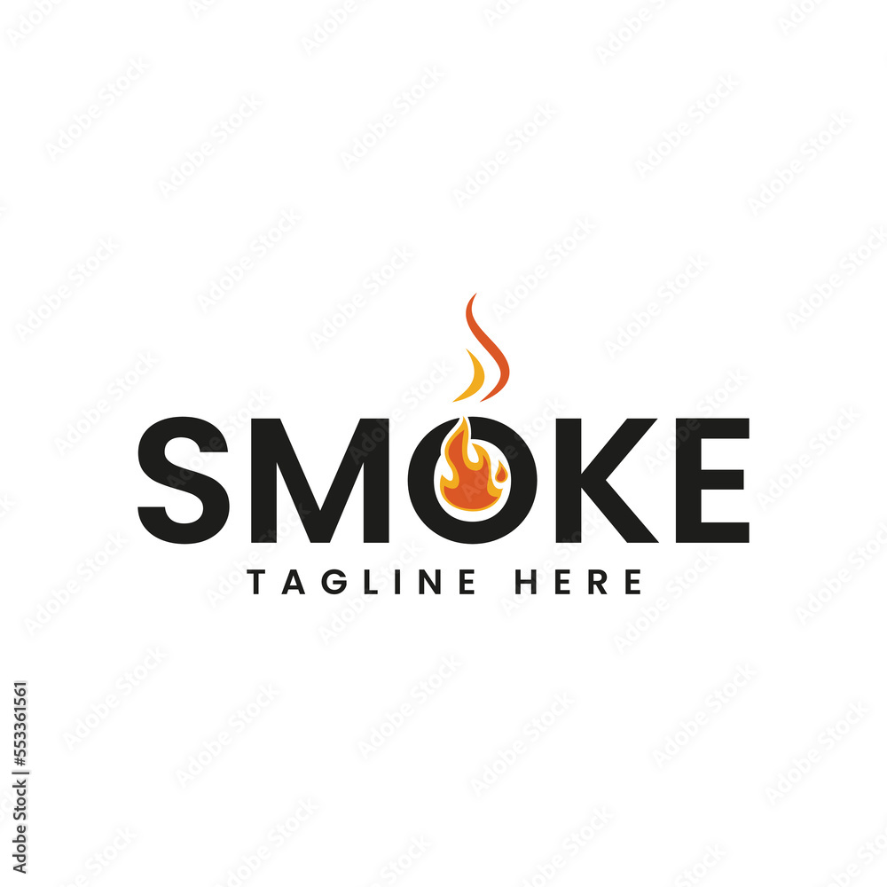 Smoke fire logo design inspiration, watermark logo on white background ...