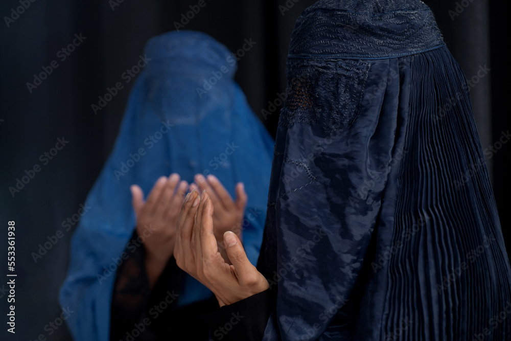 Two Arab female Muslim in Burka or Burqa traditional clothes in ...