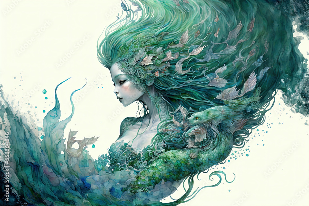 chinese legendary mythological creature mermaid, female jiao ren from ...