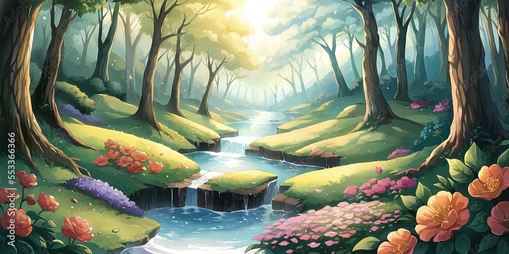 2D Visual Novel: Fantasy Nature Vol. 1 - Stylized Anime Background ...