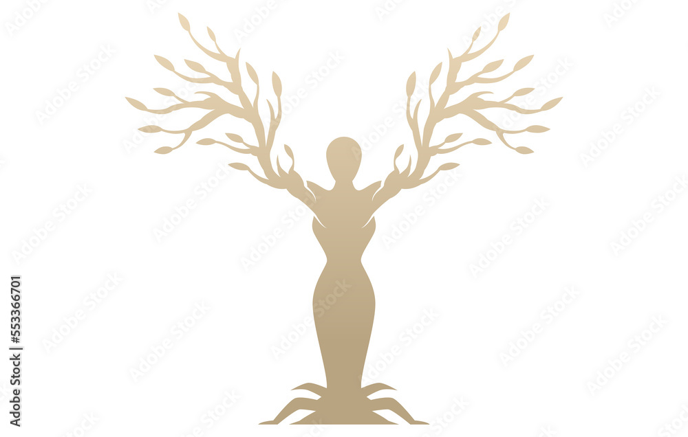 Tree Trunk Woman Logo Design Template Stock Illustration | Adobe Stock