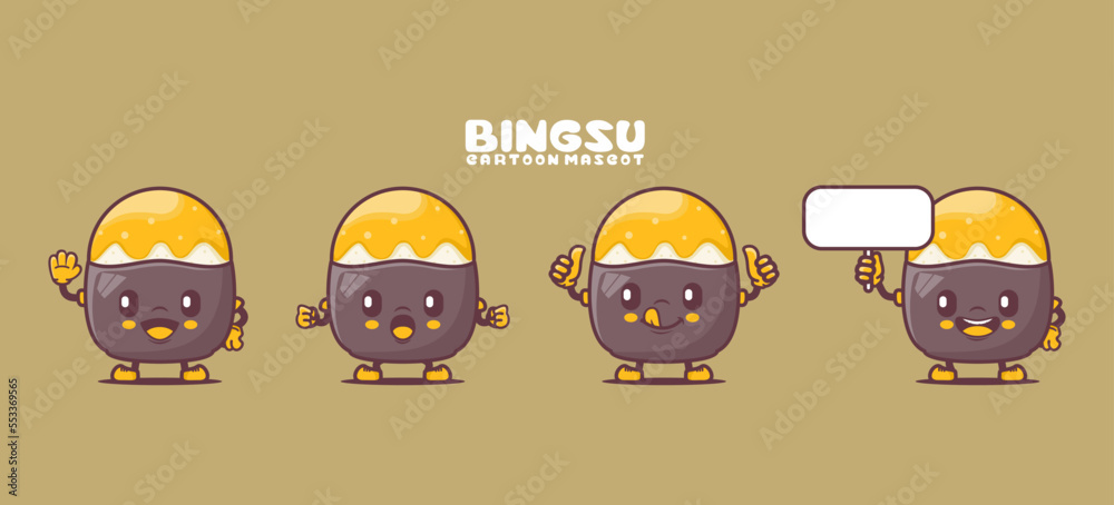Bingsu cartoon mascot. korean dessert vector illustration Stock Vector ...