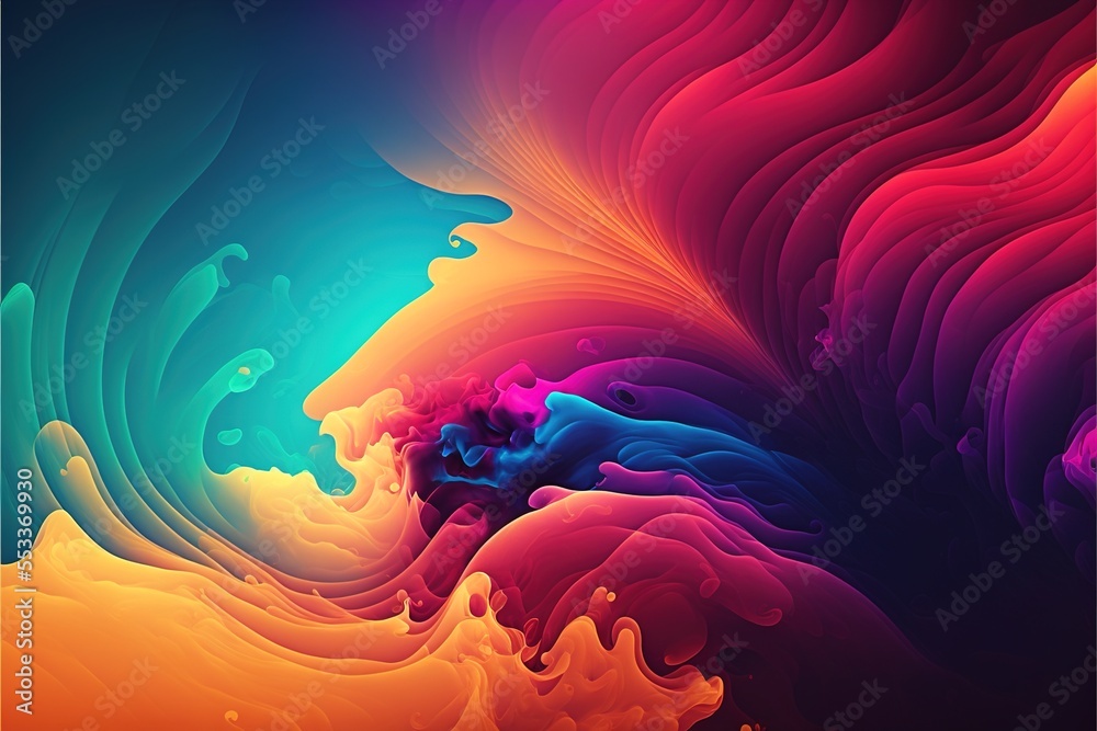 a colorful abstract background with a large wave of liquid in the ...