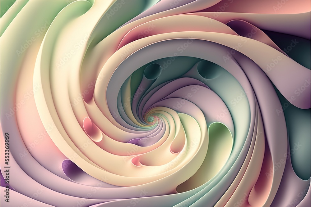 a computer generated image of a spiral design in pastel colors and a ...
