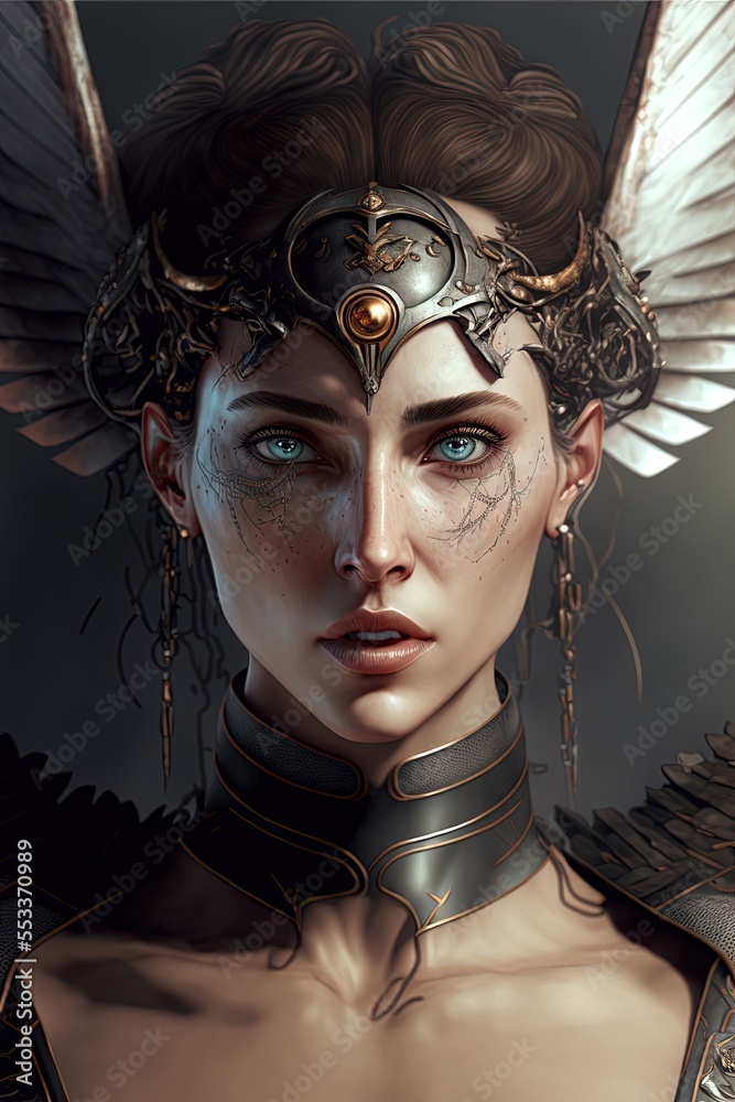 Illustration of Ai-gen of a Angelic Mecha in a futuristic World Stock ...