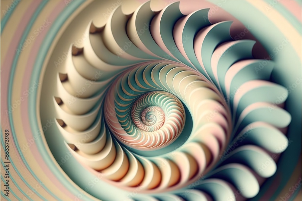 a computer generated image of a spiral design in pastel colors and a ...